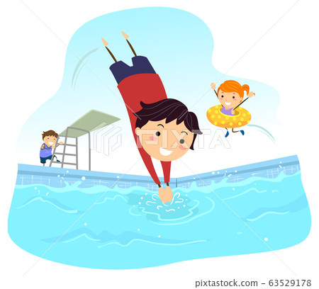 Stickman Kids Dive Illustration - Stock Illustration [63529178] - PIXTA