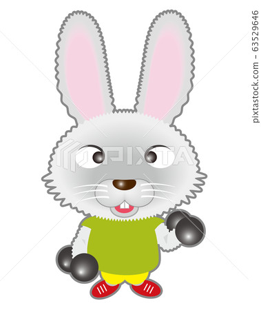 Rabbit character doing muscle training - Stock Illustration [63529646 ...