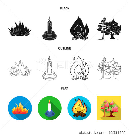 Isolated object of fire and flame symbol. Set... - Stock Illustration ...