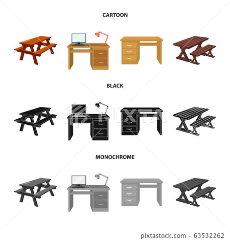 Vector design of table and wooden symbol. Set... - Stock Illustration ...