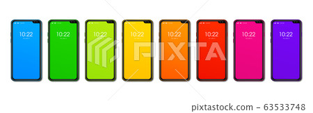 Rainbow colorful smartphone set banner. Isolated - Stock Illustration ...