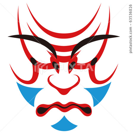 Japanese traditional arts Kabuki face makeup - Stock Illustration ...