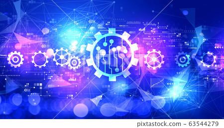 Automation concept with technology light... - Stock Illustration ...