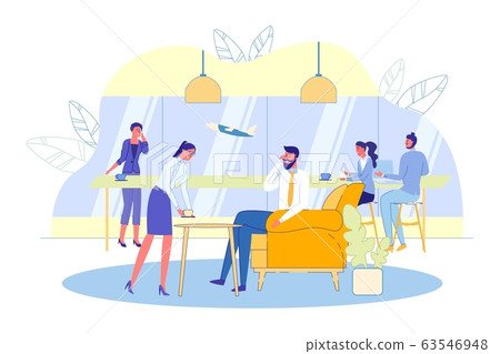 Air Terminal Passengers Vip Hall with Travelers. - Stock Illustration ...