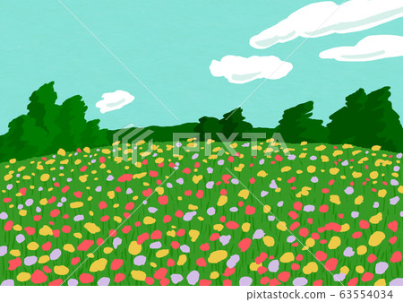 Flower garden landscape illustration - Stock Illustration [63554034 ...