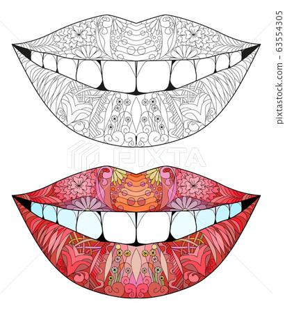 Zentangle stylized smile for coloring. Hand Drawn - Stock Illustration ...