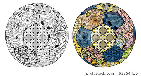 Zentangle stylized soccer ball. Hand Drawn lace - Stock Illustration ...