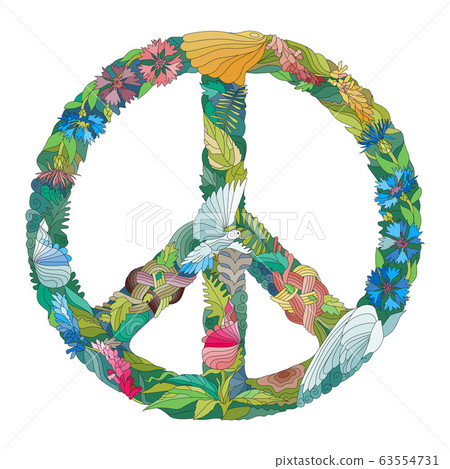 Zentangle stylized sign of peace. Hand Drawn-插圖素材 [63554731] - PIXTA圖庫