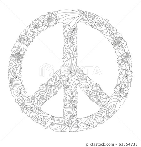 Zentangle stylized sign of peace for coloring. - Stock Illustration ...