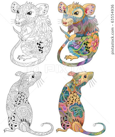 Zentangle stylized rats. Hand Drawn lace vector - Stock Illustration ...