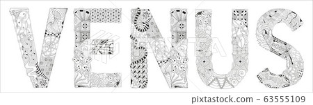 Word Venus is a female floor sign with a pattern - Stock Illustration ...