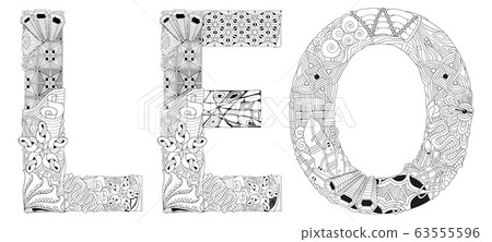 Word LEO. Vector zentangle object for decoration - Stock Illustration ...