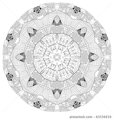 Hand drawn zentangle circular ornament for - Stock Illustration ...