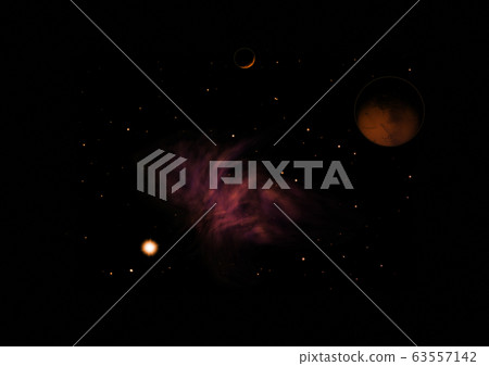 Planet in a space against stars. 3D rendering. - Stock Illustration ...