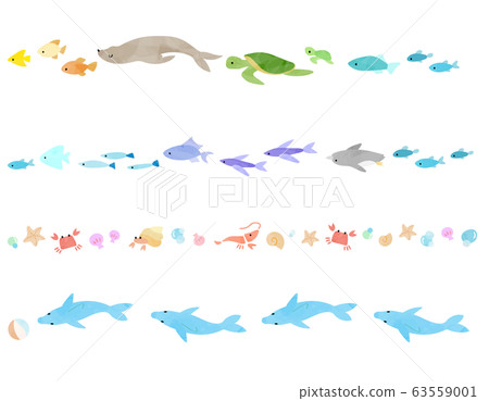 Sea creature decoration rule set (picture book... - Stock Illustration ...
