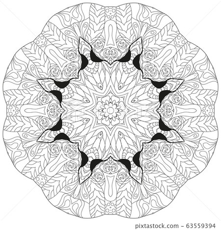 Hand drawn zentangle circular ornament for - Stock Illustration ...