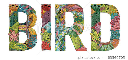 Word BIRD. Vector decorative zentangle object - Stock Illustration ...