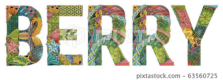 Word BERRY. Vector decorative zentangle object - Stock Illustration ...