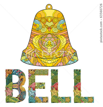 Word BELL with bird silhouette. Vector zentangle - Stock Illustration ...
