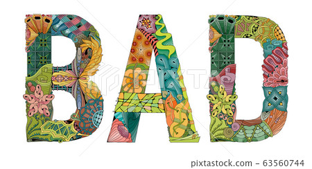 Word BAD. Vector decorative zentangle object - Stock Illustration ...