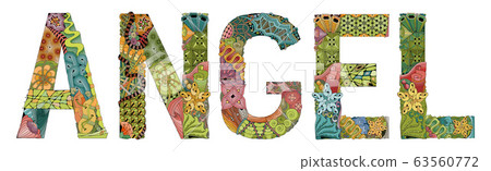 Word ANGEL. Vector decorative zentangle object - Stock Illustration ...