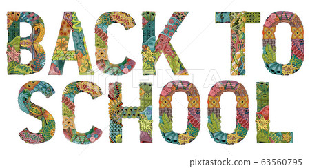 Words back to school. Vector decorative zentangle - Stock Illustration ...