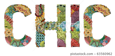 Word CHIC. Vector decorative zentangle object for - Stock Illustration ...