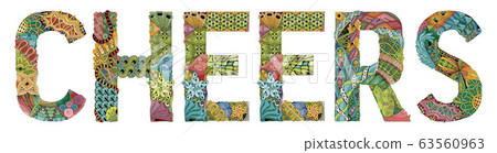 Word Cheers. Vector decorative zentangle object - Stock Illustration ...