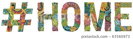 Word HOME with hashtag. Vector decorative - Stock Illustration ...