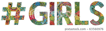Word GIRLS with hashtag. Vector decorative - Stock Illustration ...