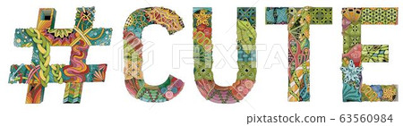 Word CUTE with hashtag. Vector decorative - Stock Illustration ...