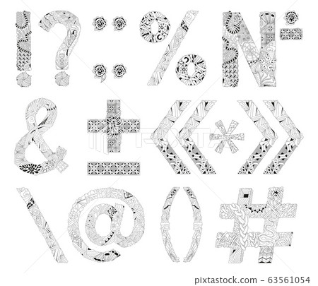 Unusual alphabet doodle style punctuation marks on - Stock Illustration ...