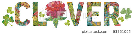 Word CLOVER. Vector decorative zentangle object - Stock Illustration ...