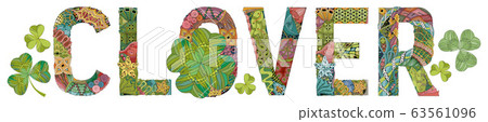 Word CLOVER. Vector decorative zentangle object - Stock Illustration ...