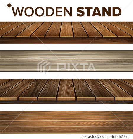 Wooden Stand And Platform Collection Set Vector - Stock Illustration ...