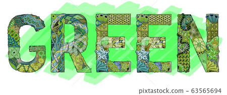 Word GREEN. Vector decorative zentangle object for - Stock Illustration ...