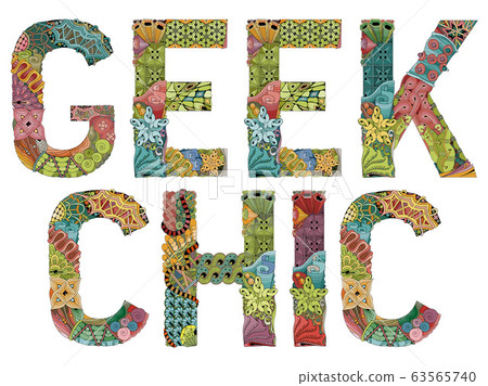 Words GEEK CHIC. Vector decorative zentangle - Stock Illustration ...