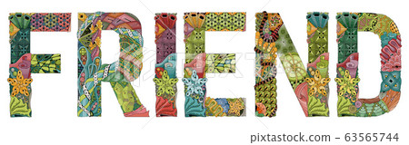 Word FRIEND. Vector decorative zentangle object - Stock Illustration ...