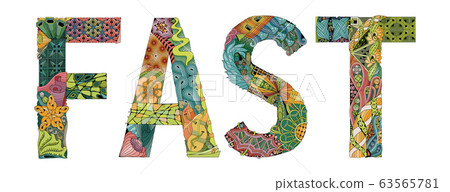 Word FAST. Vector decorative zentangle object - Stock Illustration ...