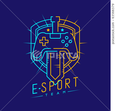Esport logo icon outline stroke in shield...-插圖素材 [63566379] - PIXTA圖庫