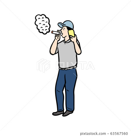 Uncle smoking cigarette - Stock Illustration [63567560] - PIXTA