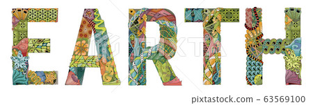 Word earth. Vector decorative zentangle object - Stock Illustration ...