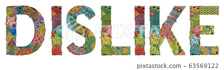 Word DISLIKE. Vector zentangle object for - Stock Illustration ...