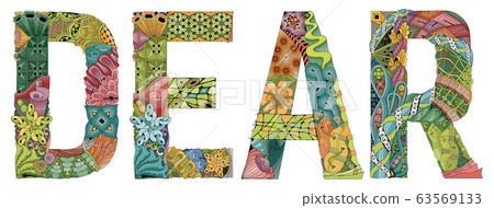 Word dear. Vector decorative zentangle object - Stock Illustration ...