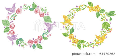 Flower bird frame set - Stock Illustration [63570262] - PIXTA
