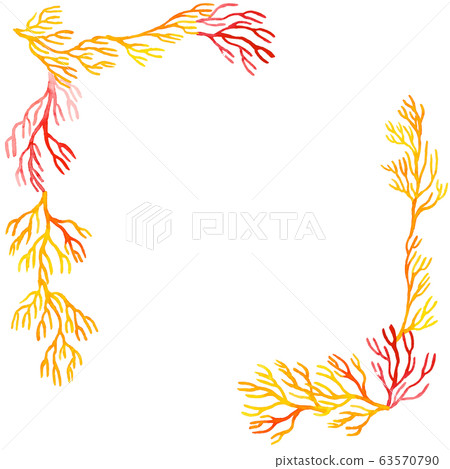 Watercolor coral frame 01 - Stock Illustration [63570790] - PIXTA