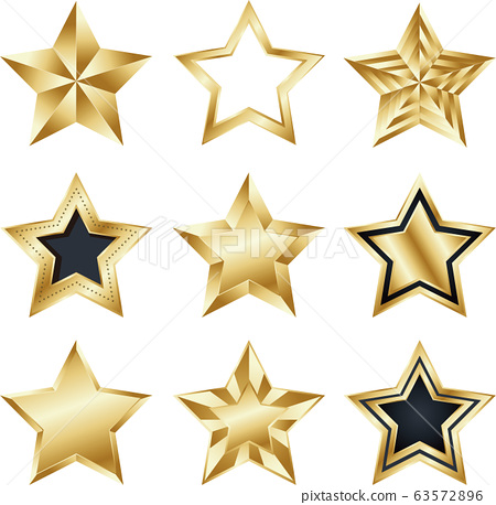 Gold and black star icon set - Stock Illustration [63572896] - PIXTA