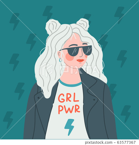Cool girl power portrait - Stock Illustration [63577367] - PIXTA