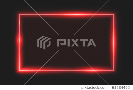 Red neon frame. Lighting banner on transparent... - Stock Illustration ...