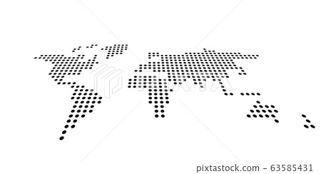 Dotted map of World. Side view distortion.... - Stock Illustration ...